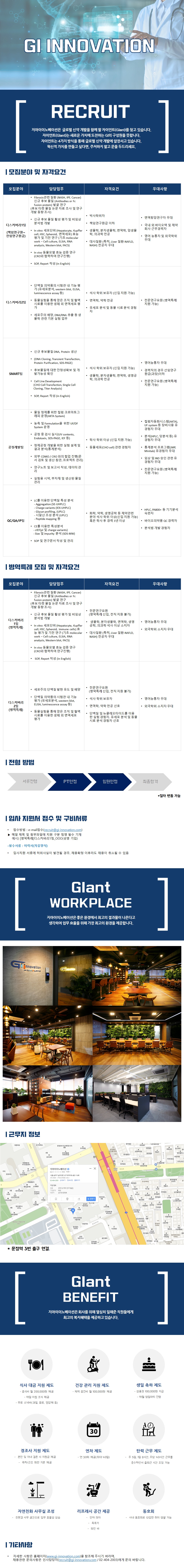 지아이이노베이션 채용공고 주지아이이노베이션 각 분야 연구파트 채용 병역특례 포함 2021년 채용