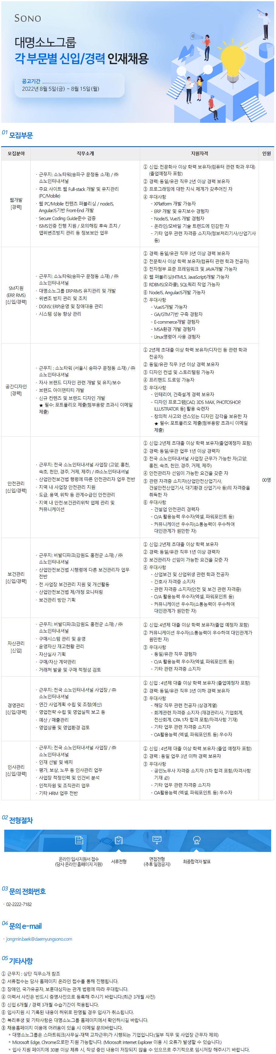 소노인터내셔널 채용공고 각 부문별 신입경력 인재채용 2022년 채용