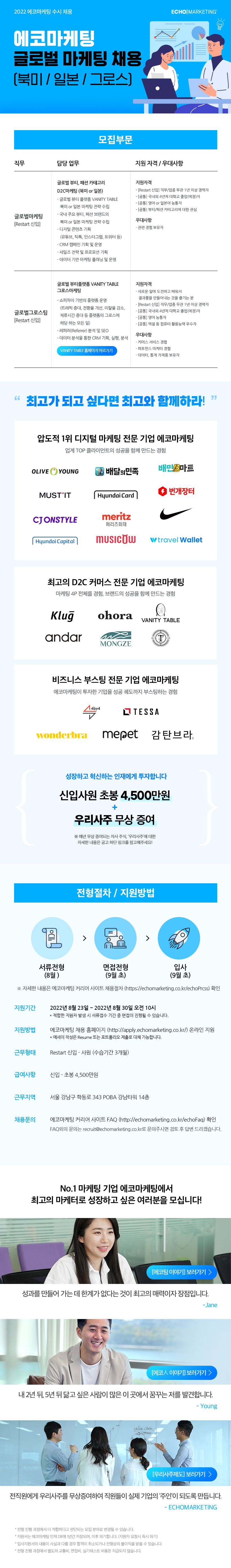 에코마케팅 채용공고 글로벌마케팅북미 일본 그로스 Restart 신입 채용 2022년 채용