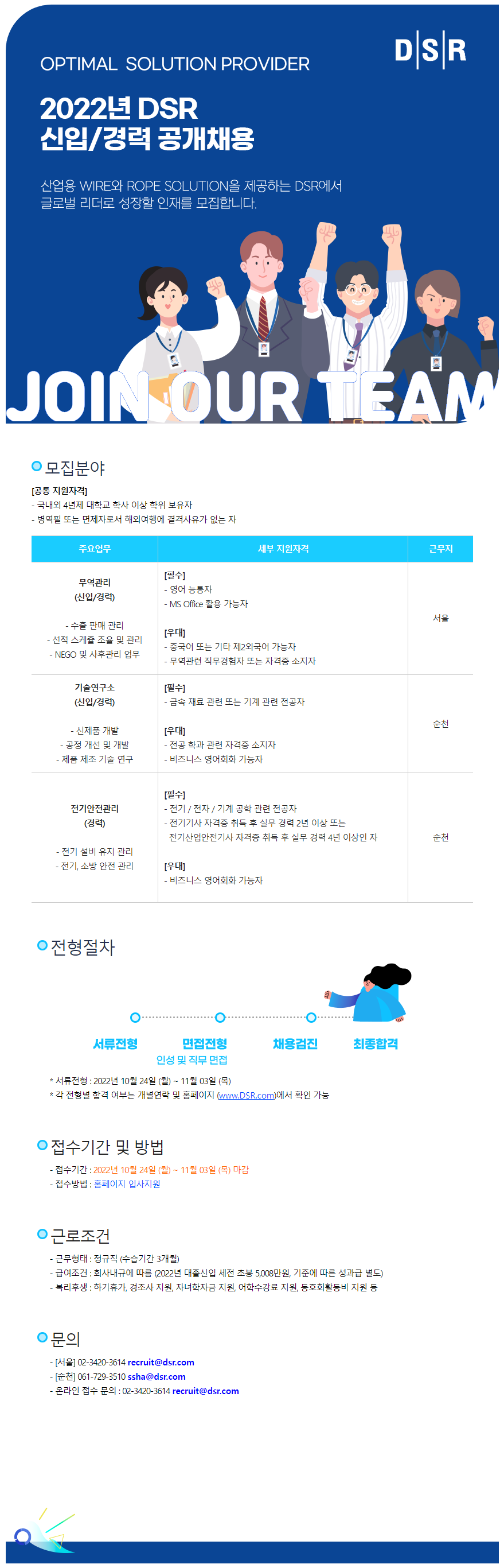 Dsr 채용공고 신입 및 경력 공개채용 2022년 채용