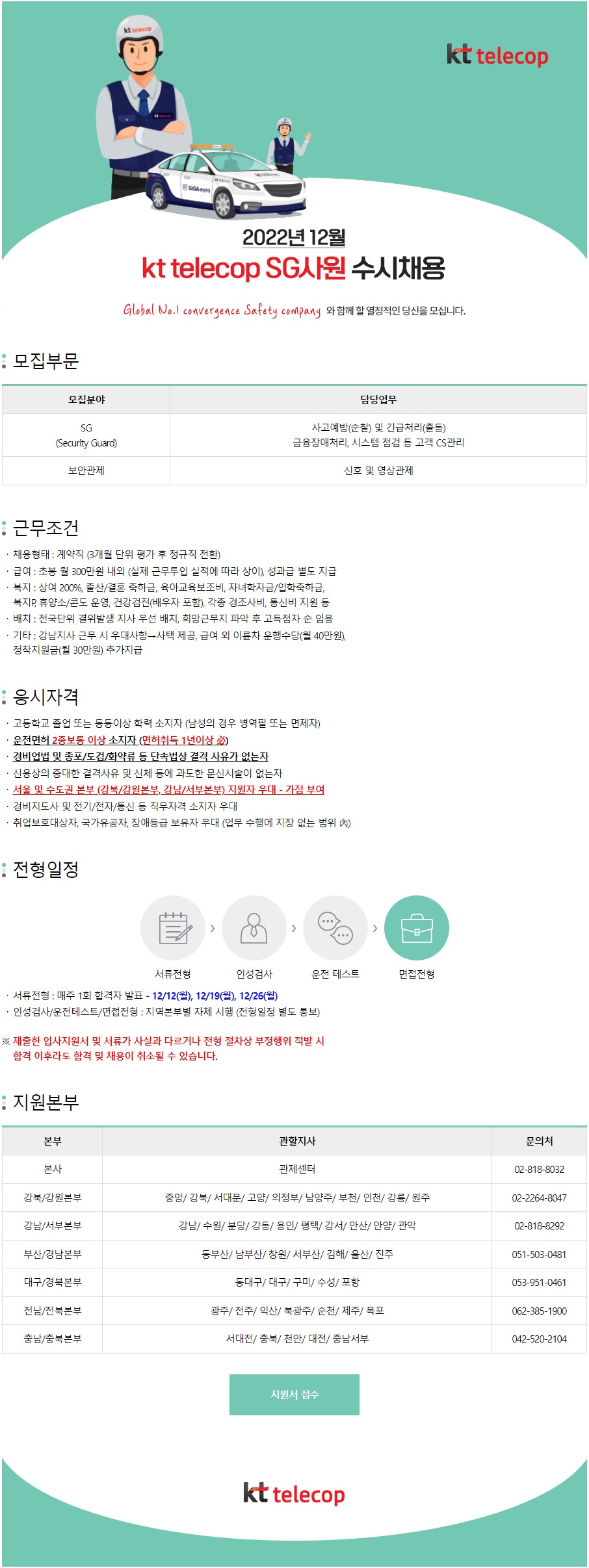 KT Telecop 채용공고 12월 SG사원 정기채용 | 2022년 채용