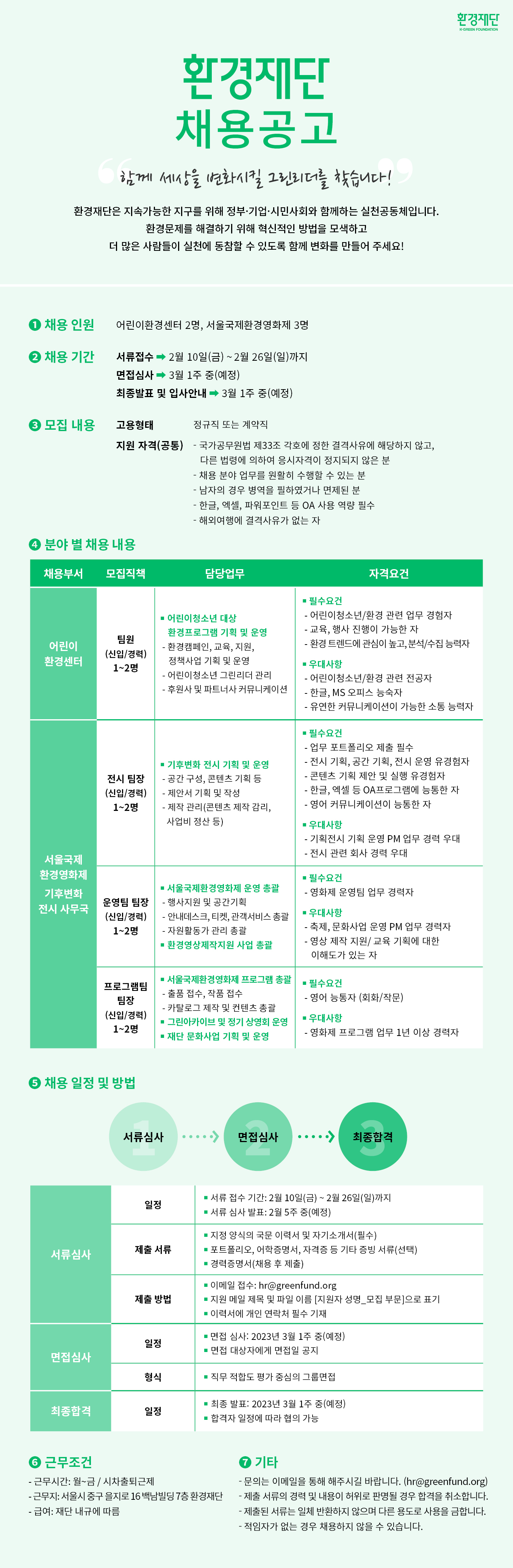 환경재단 채용공고 2023년도 2차 채용공고~226 2023년 채용