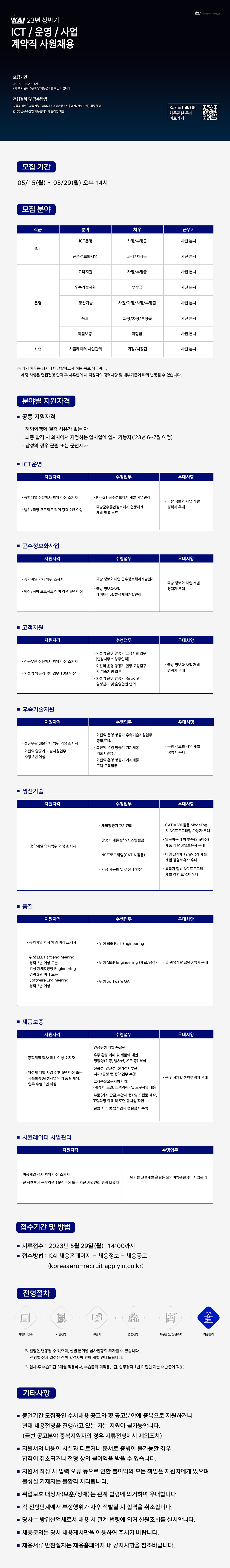 한국항공우주산업 채용공고 계약직 사원 채용ict운영사업 직군 2023년 채용