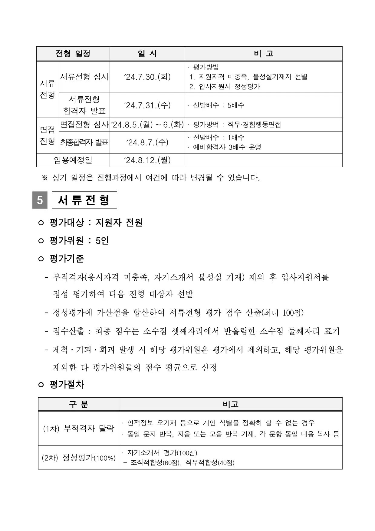 서울물재생시설공단 채용공고 2024년 하반기 체험형 청년인턴1차 공개채용 공고 2024년 채용
