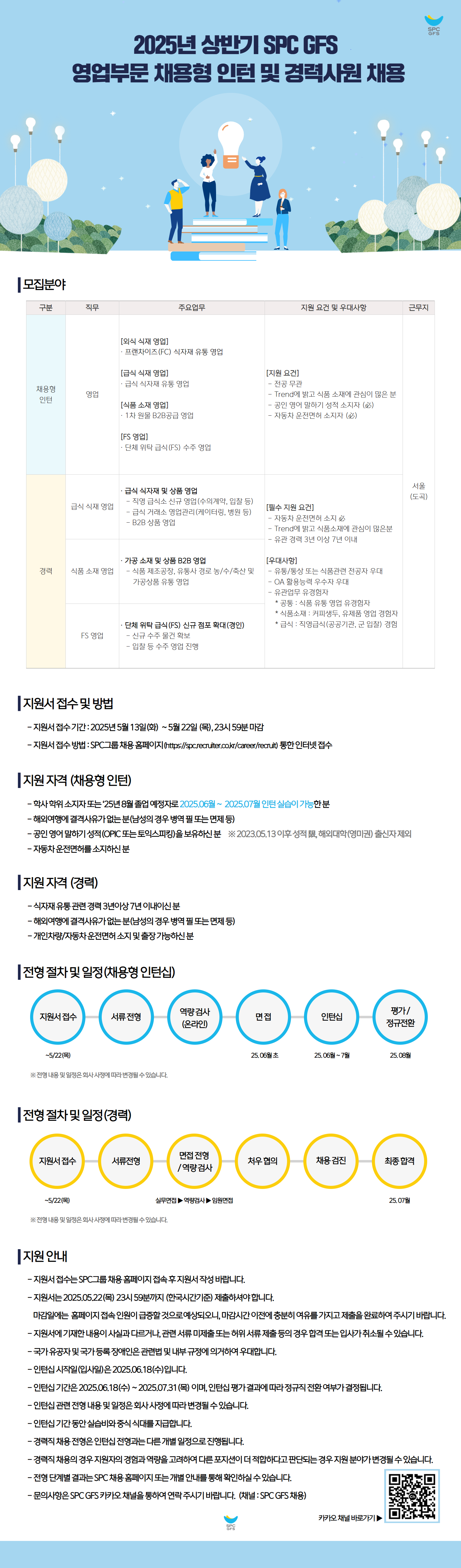 SPC GFS 채용공고 2025년 상반기 영업부문 채용형 인턴 및 경력사원 채용 | 2025년 채용
