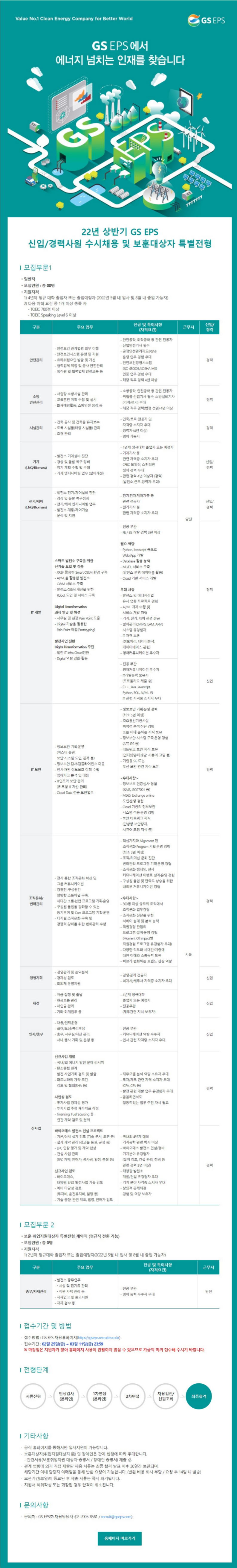 GS EPS 채용공고 상반기 신입/경력 수시채용 | 2022년 채용