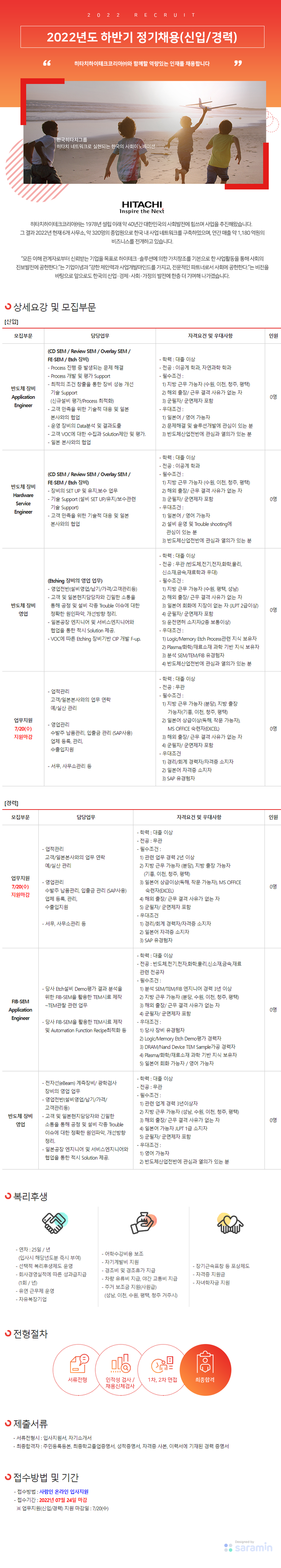 히타치하이테크코리아 채용공고 정기채용(신입/경력) | 2022년 채용