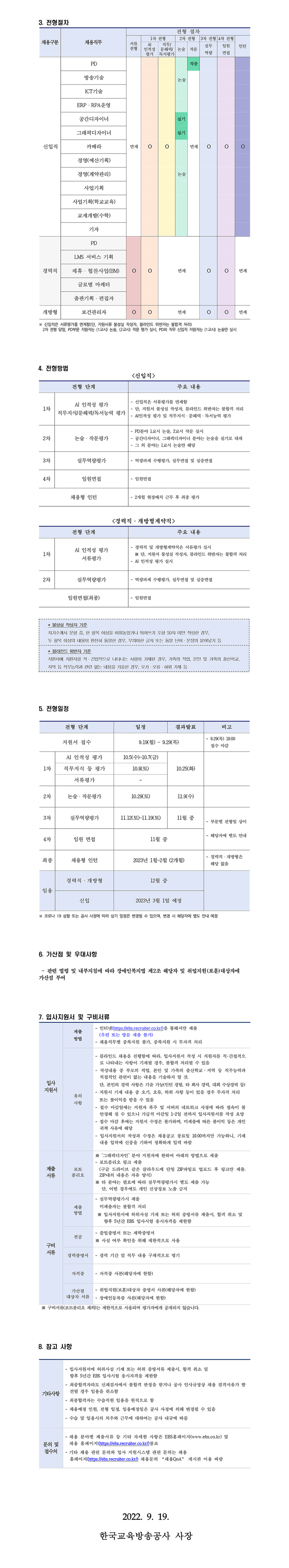 EBS(한국교육방송공사) 채용공고 2022년도 직원 공개채용 | 2022년 채용